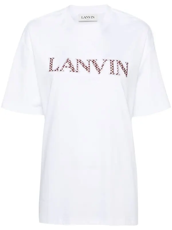 LANVIN Logo-patches Cotton T-shirt - White