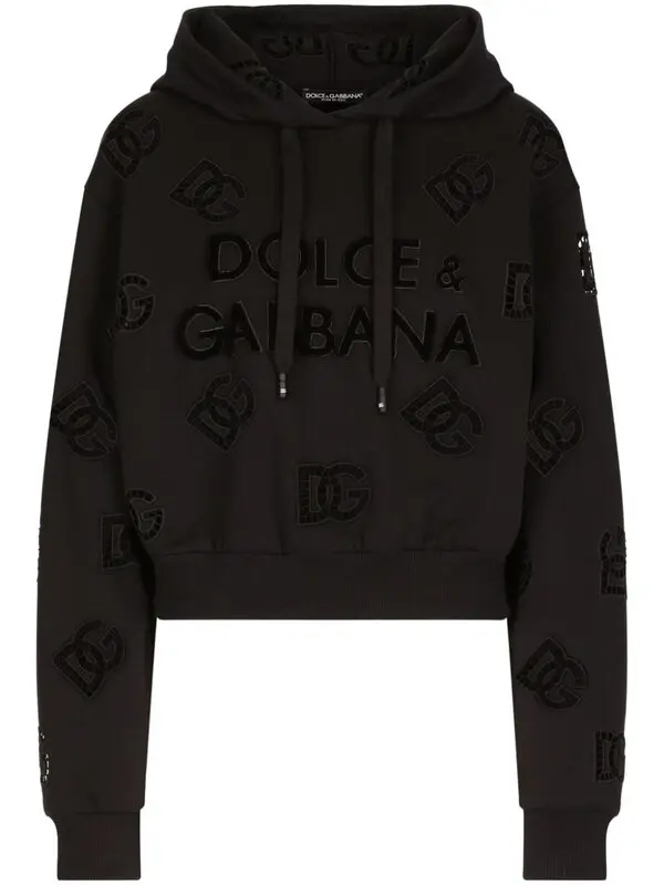 Dolce & Gabbana Dna Logo-perforated Cotton-blend Hoodie