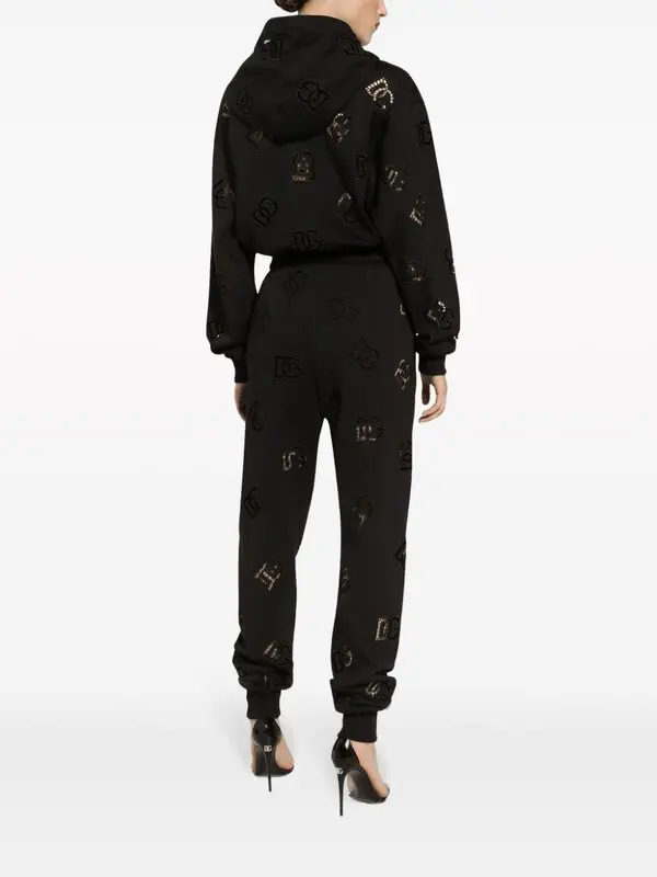 Dolce & Gabbana Dna Logo-perforated Cotton-blend Hoodie