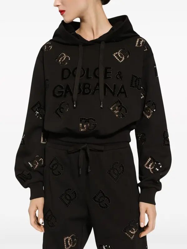 Dolce & Gabbana Dna Logo-perforated Cotton-blend Hoodie