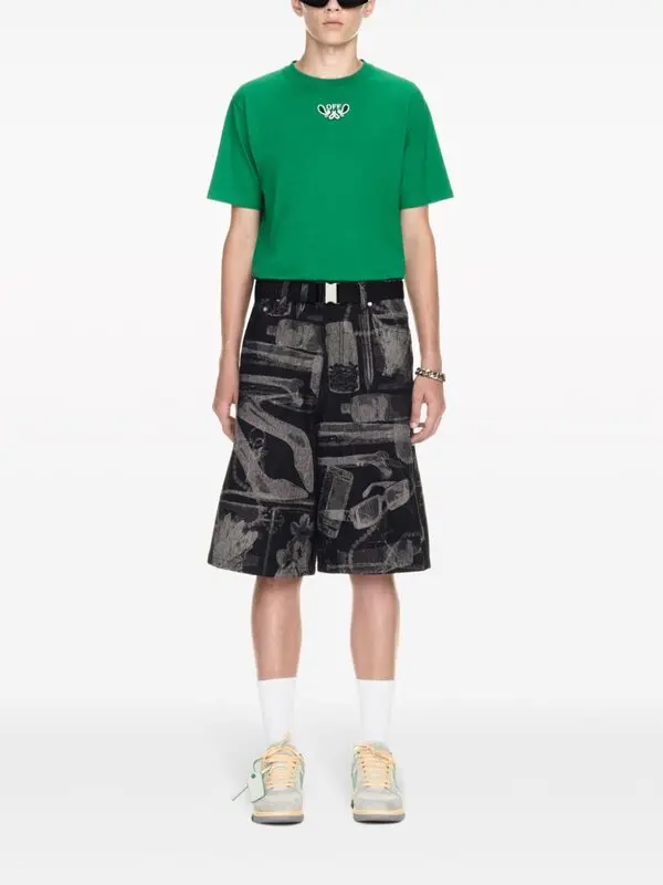 Off-White Bandana Arrow Cotton T-shirt - Green