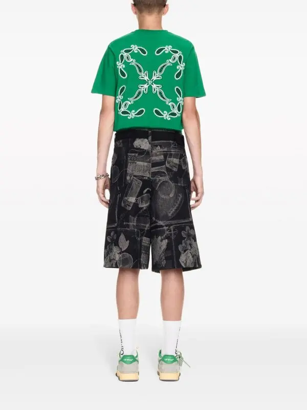 Off-White Bandana Arrow Cotton T-shirt - Green