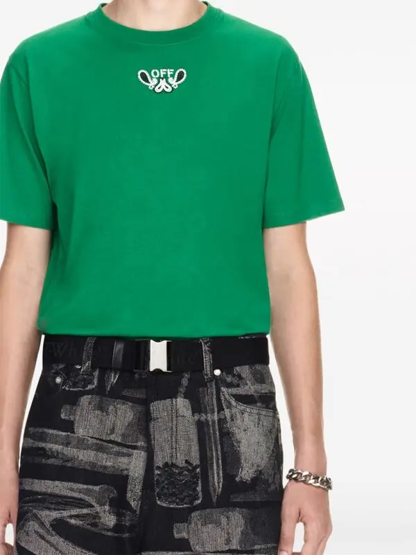 Off-White Bandana Arrow Cotton T-shirt - Green