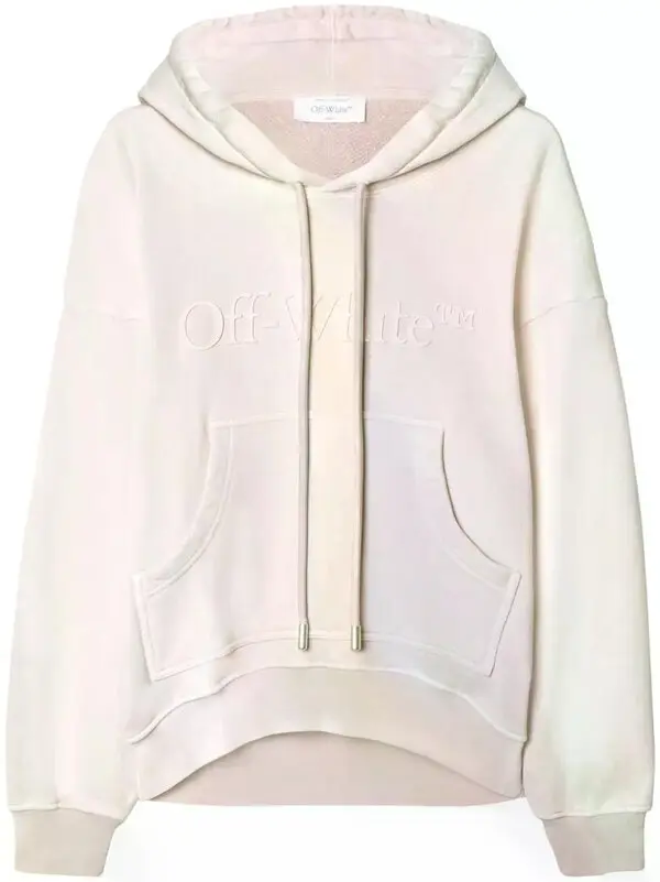 Off-White Logo-embroidered Cotton Hoodie - Neutrals