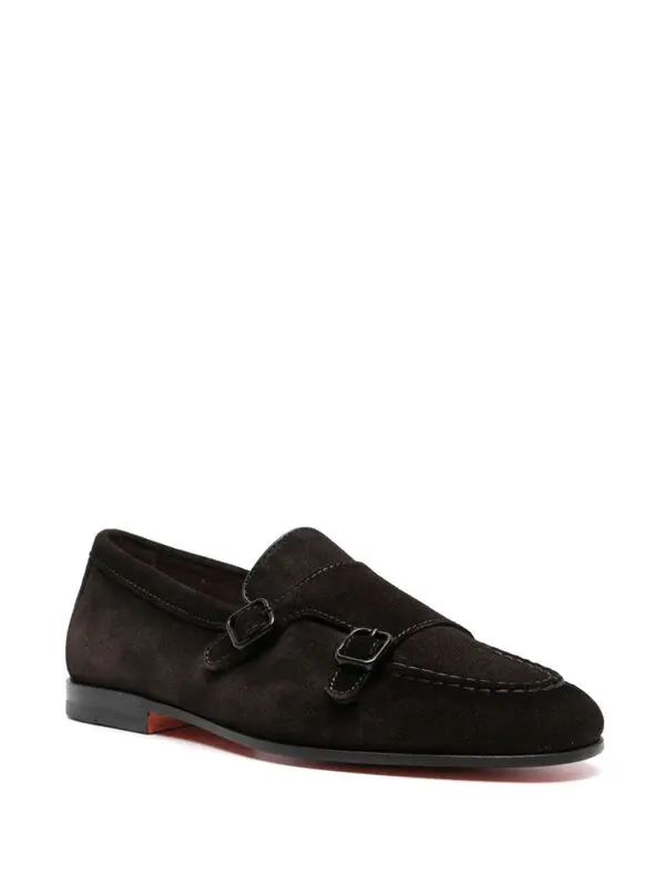 Santoni Double-buckle Loafers - Brown