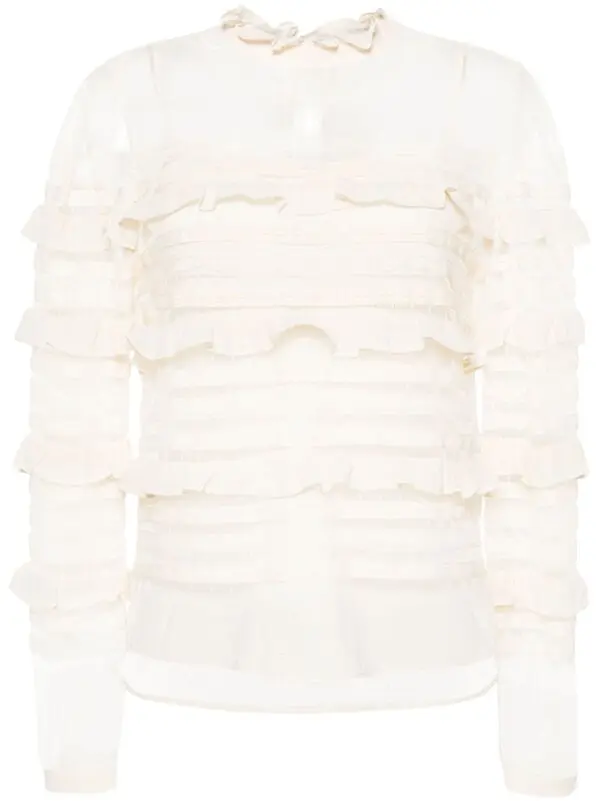TWINSET Floral-lace Ruffled Blouse - Neutrals