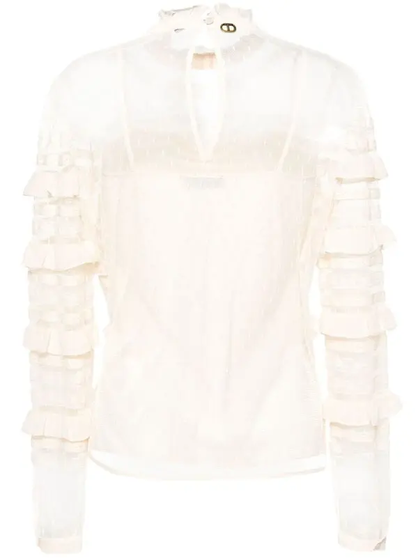 TWINSET Floral-lace Ruffled Blouse