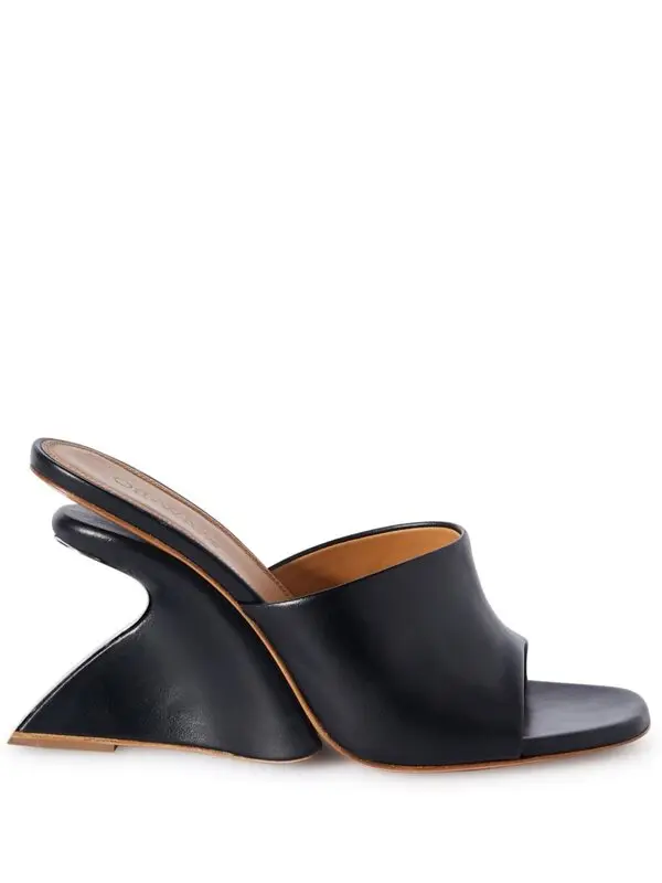 Off-White Jug Leather Wedge-heel Sandals - Black