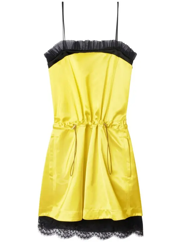 Off-White Lace-trim Duchess Satin Weave Minidress - Yellow