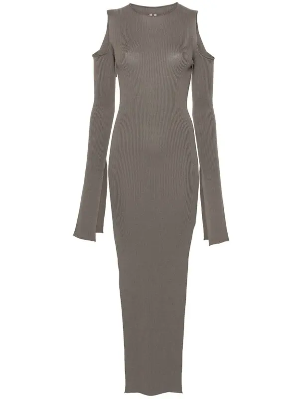 Rick Owens Lido Cape Virgin Wool Maxi Dress - Grey