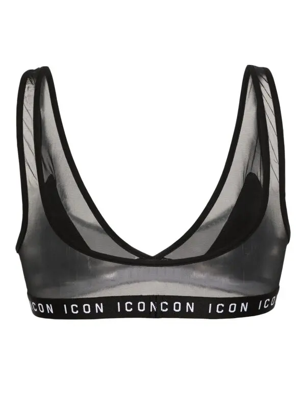 Dsquared2 Logo-underband Panelled-mesh Bra