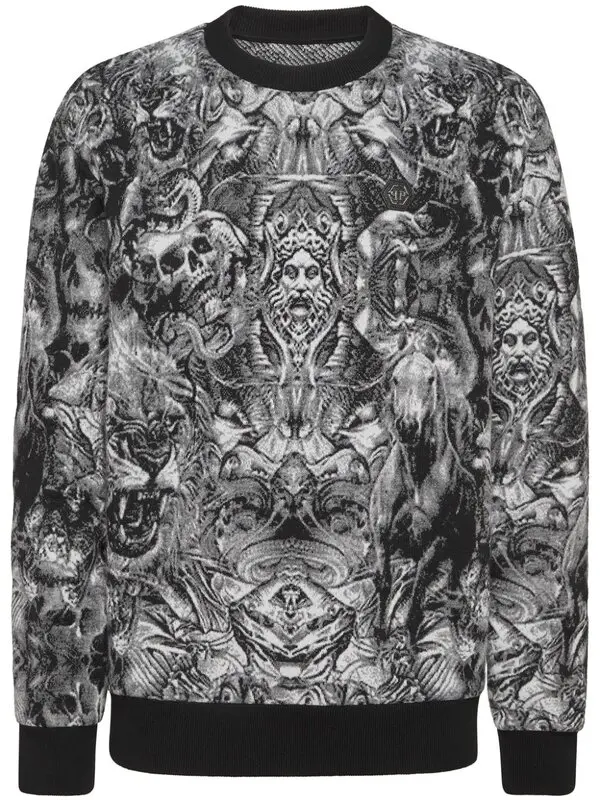 Philipp Plein Tattoo-jacquard Crew-neck Jumper