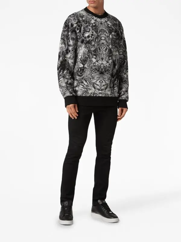 Philipp Plein Tattoo-jacquard Crew-neck Jumper