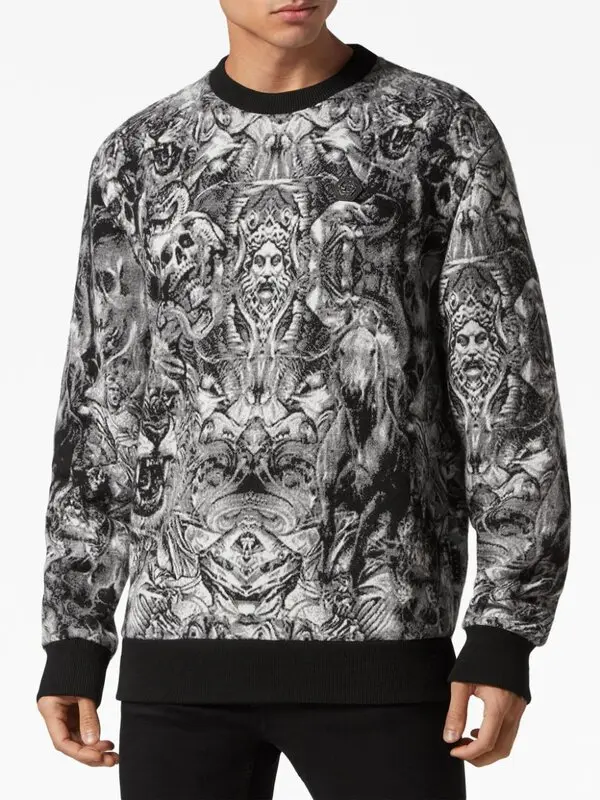 Philipp Plein Tattoo-jacquard Crew-neck Jumper