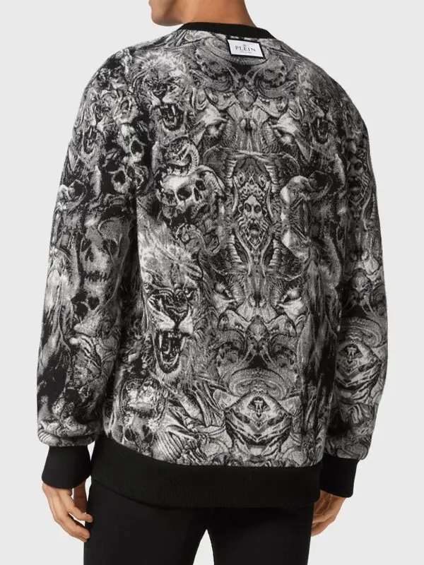 Philipp Plein Tattoo-jacquard Crew-neck Jumper