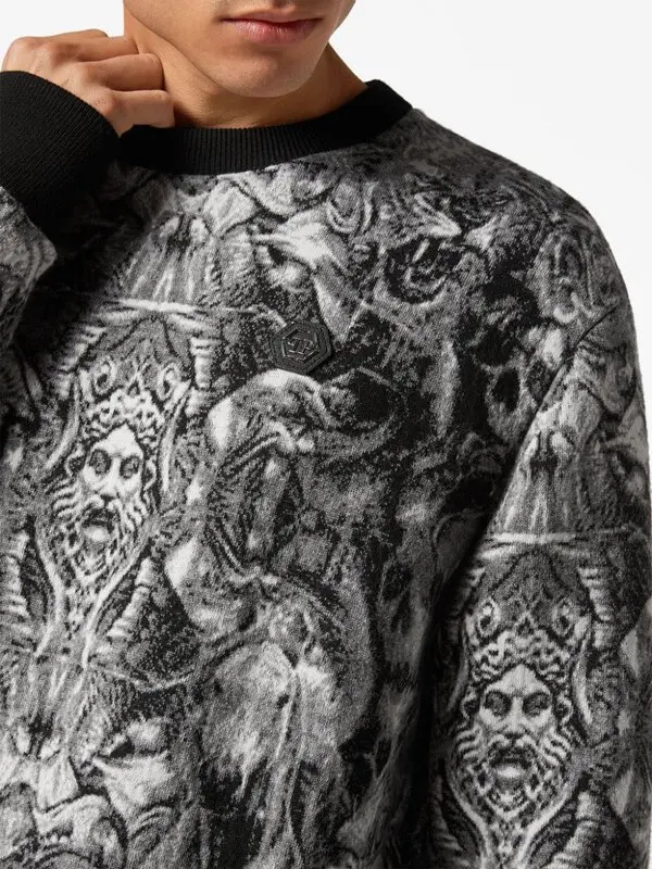 Philipp Plein Tattoo-jacquard Crew-neck Jumper