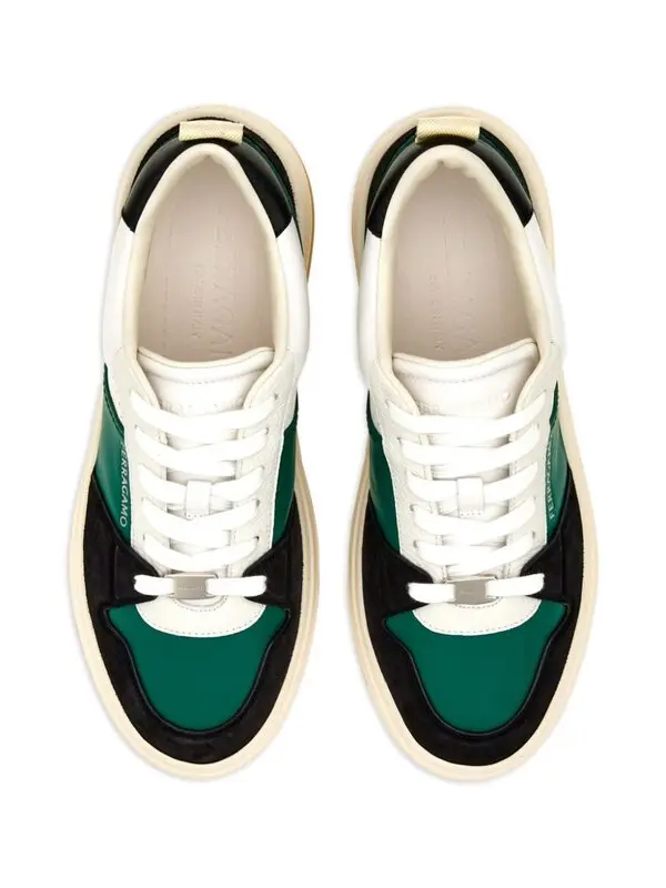 FERRAGAMO Dennis Panelled Sneakers - Green