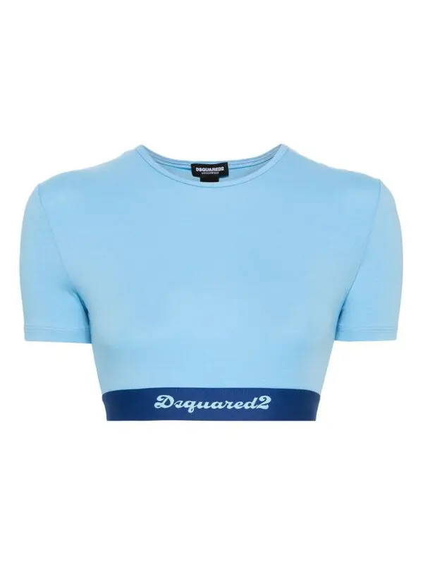 Dsquared2 Logo-waistband Cropped Top - Blue