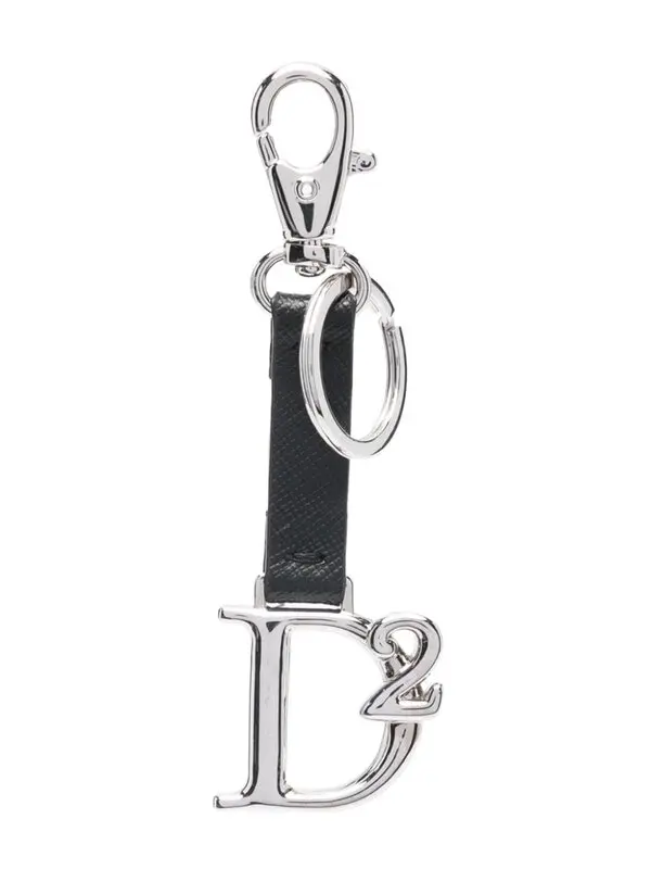 Dsquared2 Logo-plaque Leather Keyring - Black