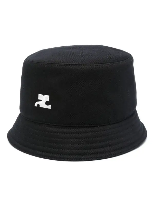 COURREGES Logo Appliqué Bucket Hat - Black