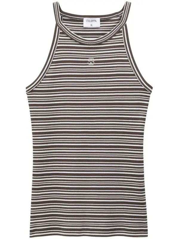 Filippa K Monogram-embroidered Striped Tank Top - Brown