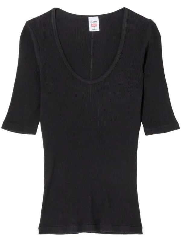 RE/DONE Scoop-neck Cotton Top - Black