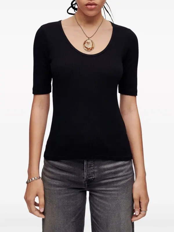 RE/DONE Scoop-neck Cotton Top - Black