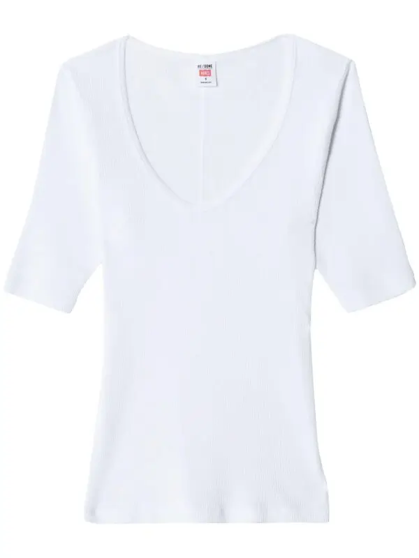 RE/DONE Scoop-neck Cotton T-shirt - White