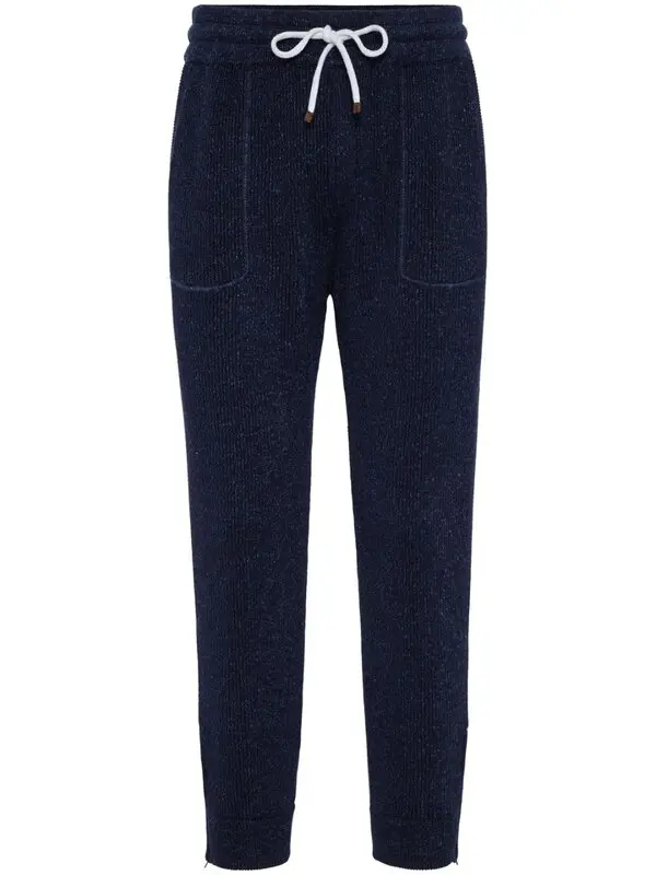 Brunello Cucinelli Ribbed-knit Cotton-blend Track Pants