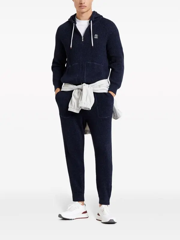 Brunello Cucinelli Ribbed-knit Cotton-blend Track Pants