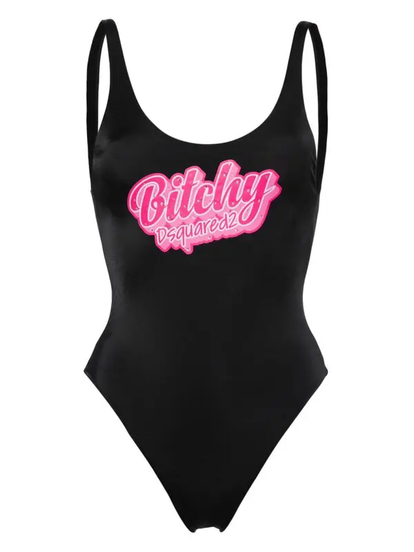 Dsquared2 Logo-print Embellished One-piece Swimsuit - Black