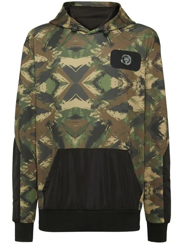 PLEIN SPORT Camouflage-print Hoodie - Green
