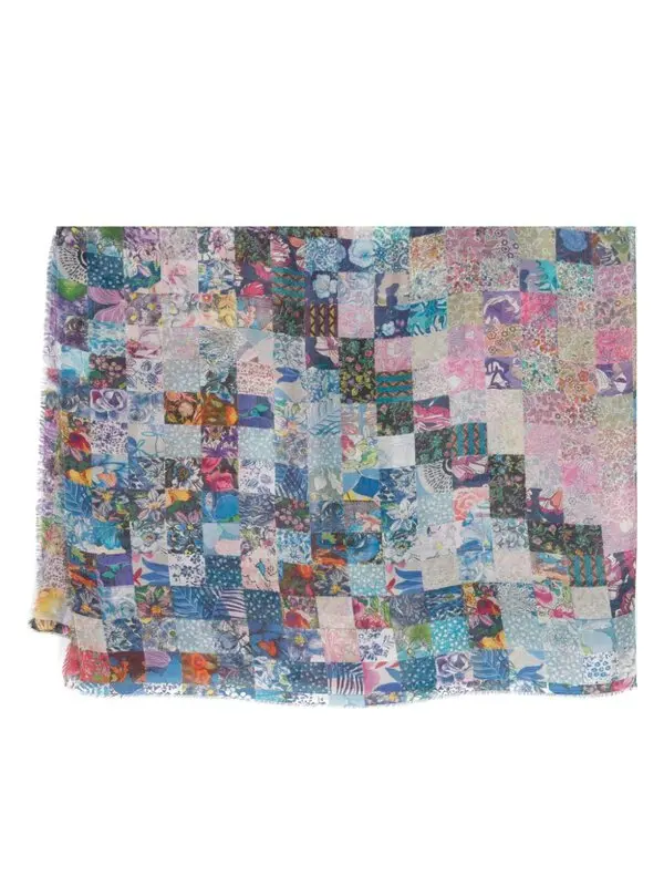 Faliero Sarti Floral-print Patchwork Scarf - Purple