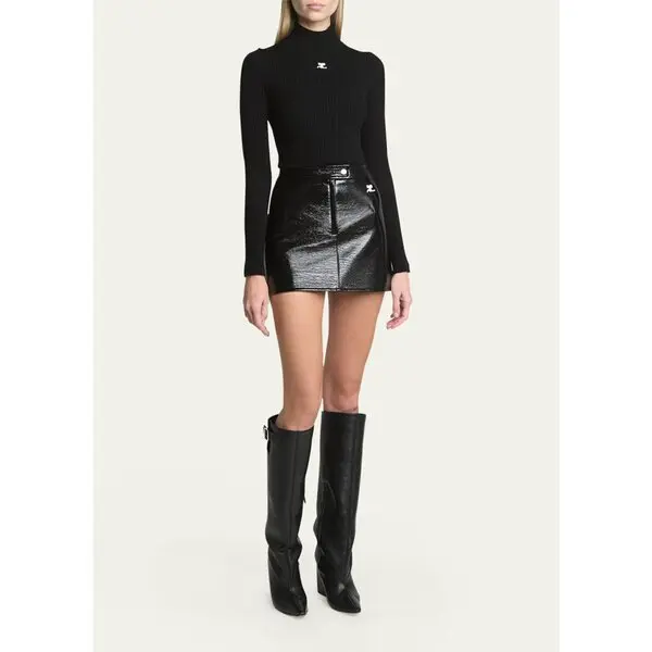 COURREGES Reedition Vinyl Mini Skirt - Black