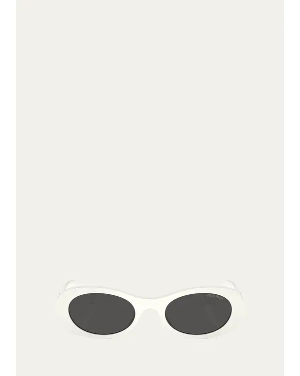 Miu Miu Logo Oval Sunglasses - White