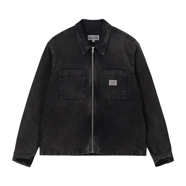 StÜssy Washed Canvas Zip Shirt - Black