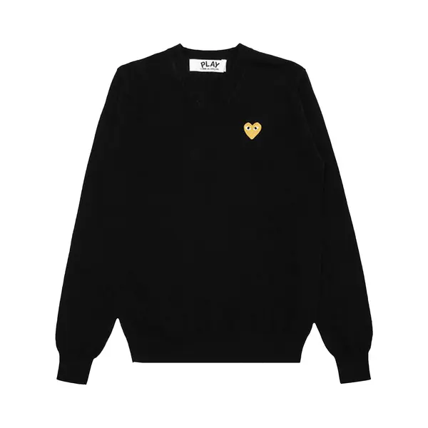Play Comme Des Garcon Gold Heart Sweater - Black