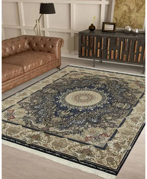 MINK HOME Majestic Elegance Tabriz Area Rug, 8' X 10 - Navy