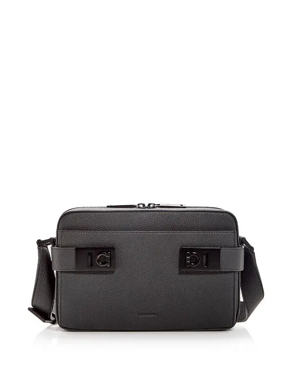 FERRAGAMO Gancini Leather Crossbody Bag - Nero