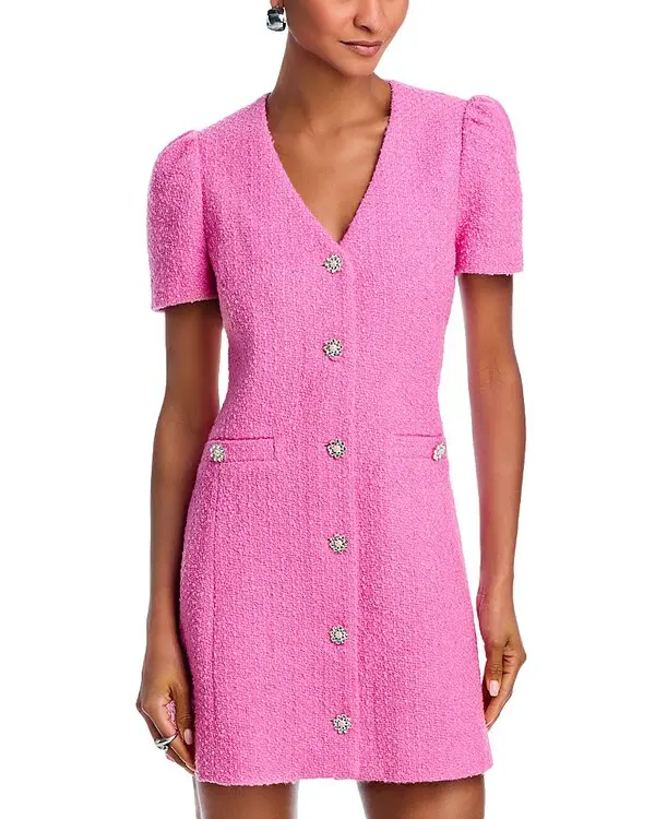Aqua Tweed Mini Dress In Pink - 72% Off | Editorialist