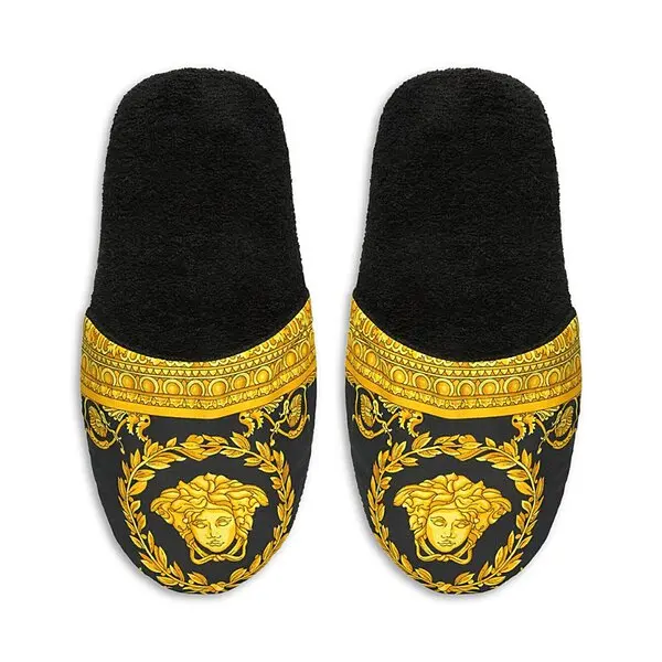 Versace I Heart Baroque Bath Slippers - Black