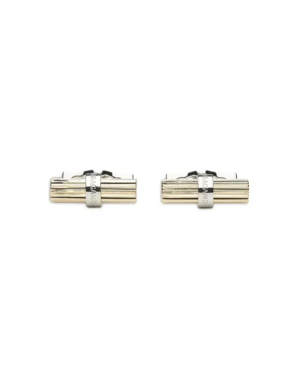 FERRAGAMO Two Tone Cylindrical Cufflinks - Pld/oro