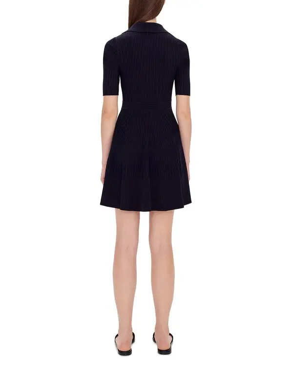 Simkhai Patricia Rib Knit Polo Mini Dress - Black