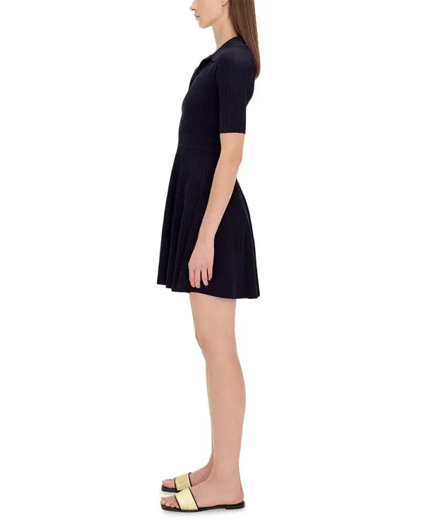 Simkhai Patricia Rib Knit Polo Mini Dress - Black