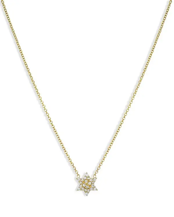 ZOE LEV 14k Yellow Diamond Star Of David Pendant Necklace - Gold