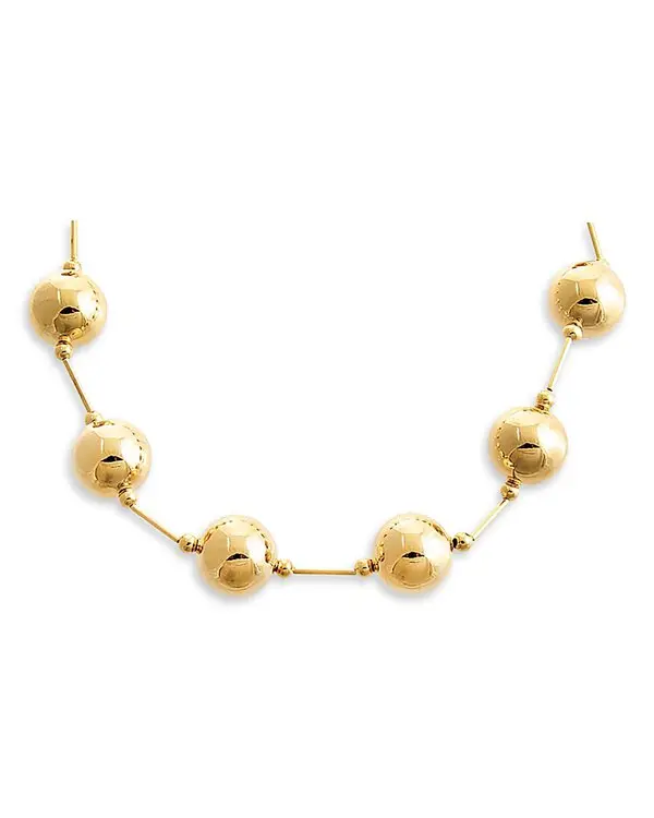 By Adina Eden Solid Large Ball And Bar Necklace, 15 + 1.5 Extender