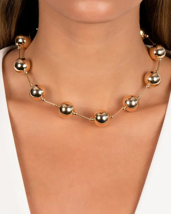 By Adina Eden Solid Large Ball And Bar Necklace, 15 + 1.5 Extender
