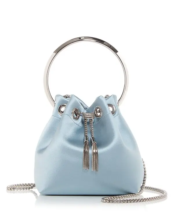 JIMMY CHOO Bon Bon Satin Ring Handle Bucket Bag