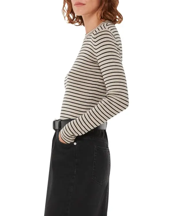 Whistles Crewneck Stripe Knit Top