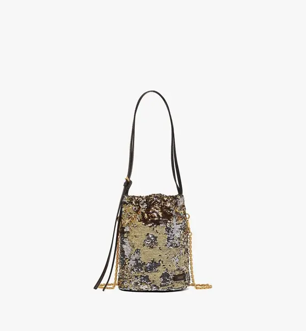 Mcm Himmel Sequin Drawstring Bucket Bag